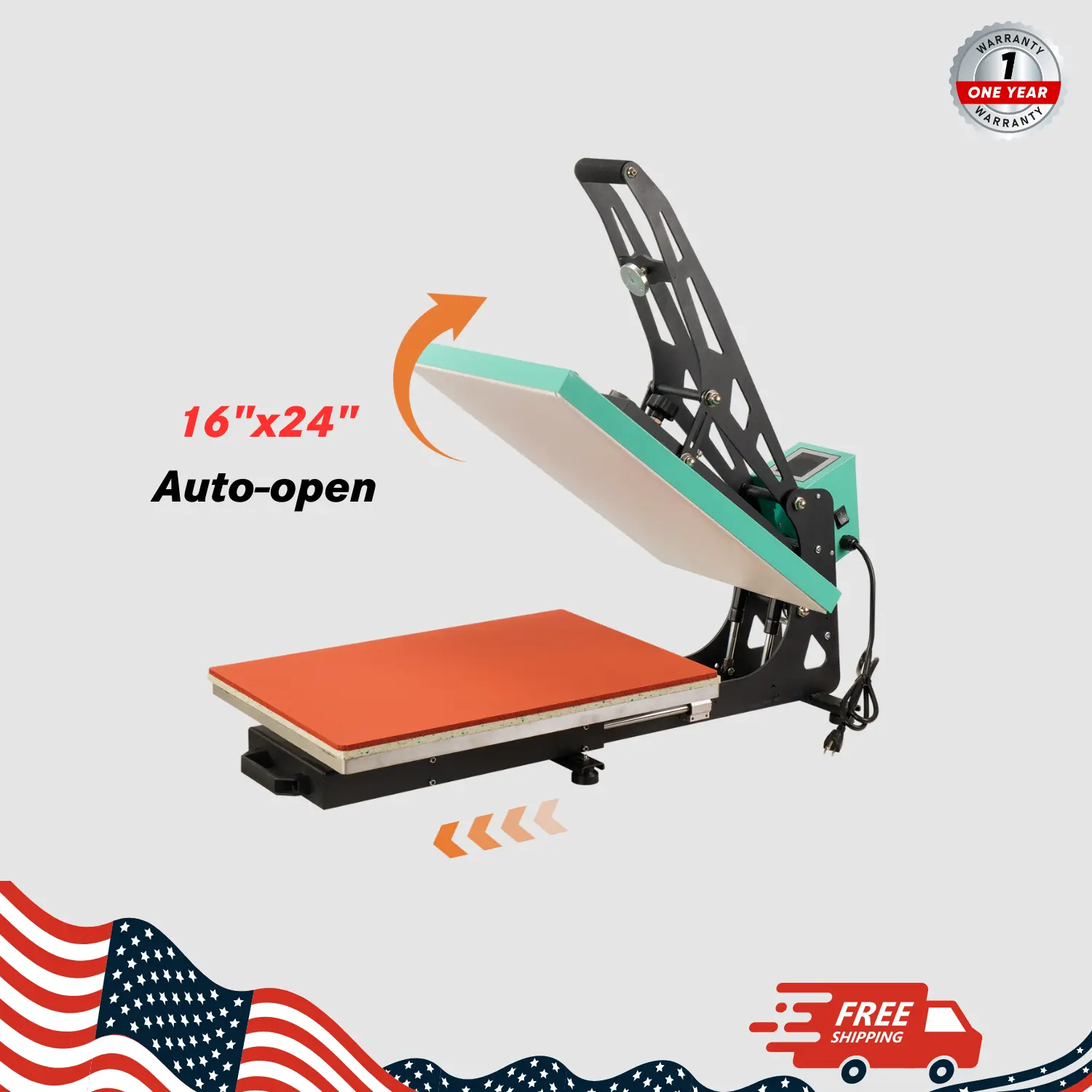 16"x24" Heat Press Auto Open With Slide-out Base - Kilo Heat Press Canada